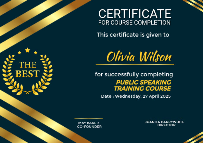Blue Modern & Minimal Training Course Certificate A4 Template ...