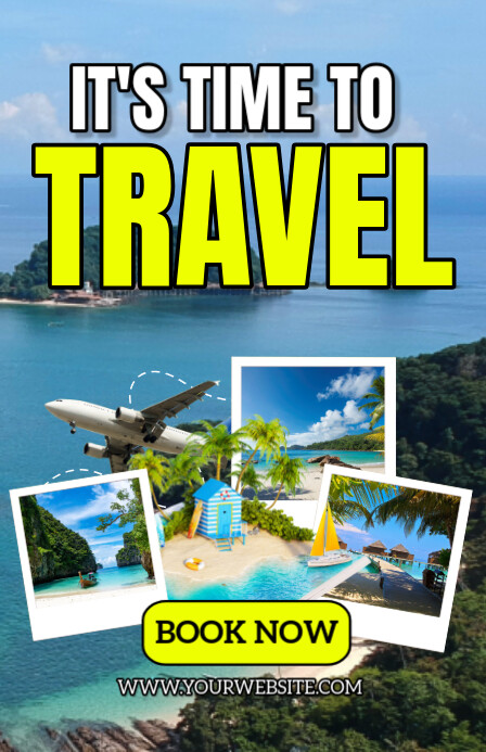 Blue Modern & Minimal Travel Tabloid Template | PosterMyWall