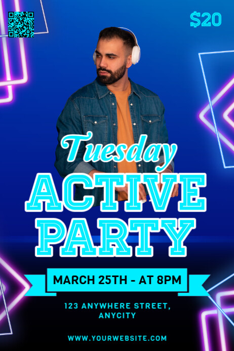 Copy of Blue Modern & Minimal Tuesday Active Party Poster | PosterMyWall