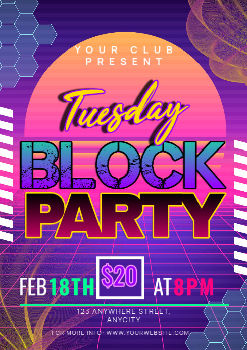 Copy of Blue Modern & Minimal Tuesday Block Party A1 | PosterMyWall