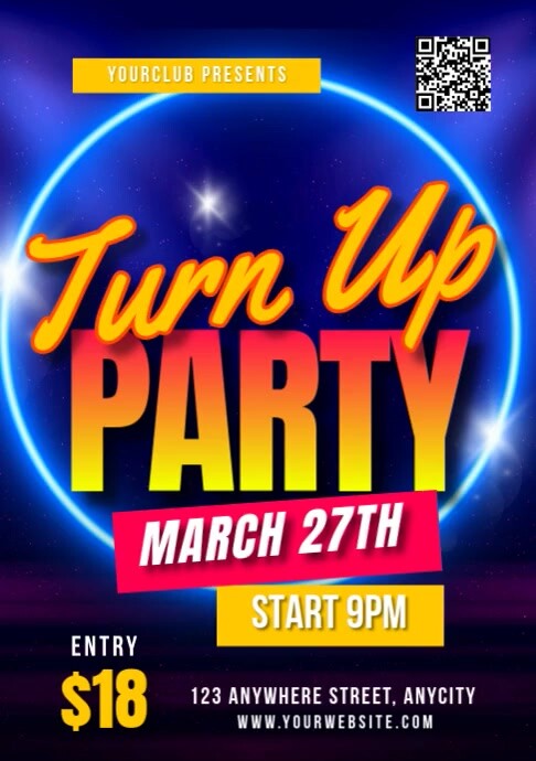 Copy of Blue Modern & Minimal Turn Up Party A4 | PosterMyWall