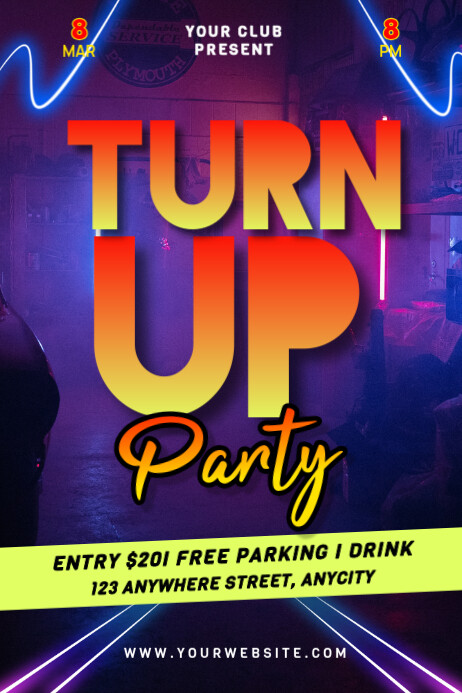 Copy of Blue Modern & Minimal Turn Up Party Poster | PosterMyWall
