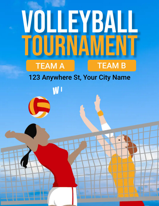Plantilla de Blue Modern & Minimal Volleyball Tournament F | PosterMyWall
