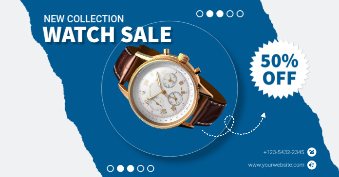Blue Modern & Minimal Watch Sale Facebook Sha Template | PosterMyWall