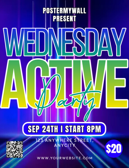 Copy of Blue Modern & Minimal Wednesday Active Party Pamflet (letter As ...
