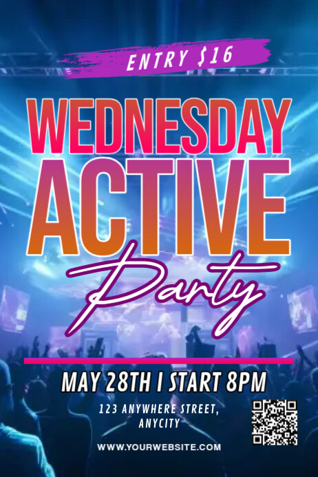 Copy of Blue Modern & Minimal Wednesday Active Party Poster | PosterMyWall