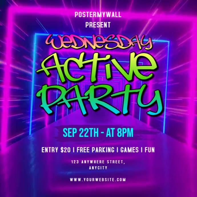 Blue Modern & Minimal Wednesday Active Party Pos Instagram Template ...