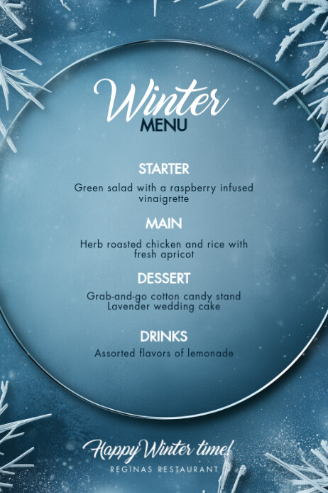 Copy of Blue Modern & Minimal Winter Menu Template | PosterMyWall