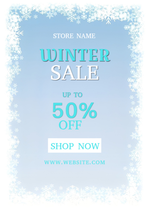 Blue Modern & Minimal Winter Sale Ad A4 Template | PosterMyWall