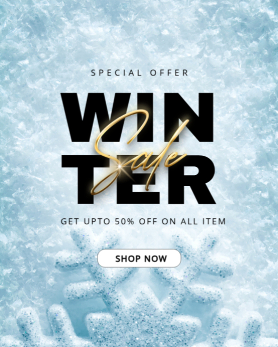 Blue Modern & Minimal Winter Sale Offer Advertisement Flyer Template ...