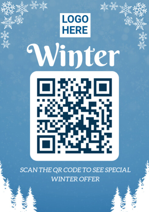 Plantilla de Blue Modern & Minimal Winter Scan Qr Code A4 | PosterMyWall