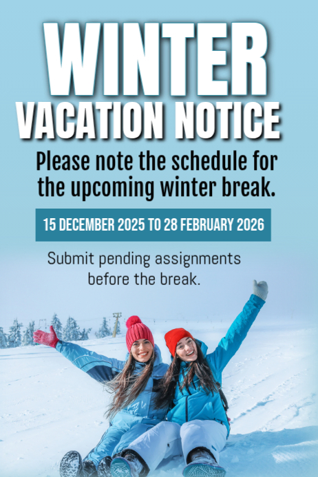 Blue Modern & Minimal Winter Vacation Notice Poster Template | PosterMyWall