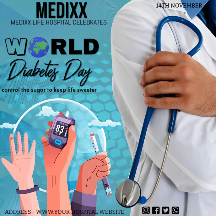 Copy of Blue Modern & Minimal World Diabetes Day Album Cover | PosterMyWall
