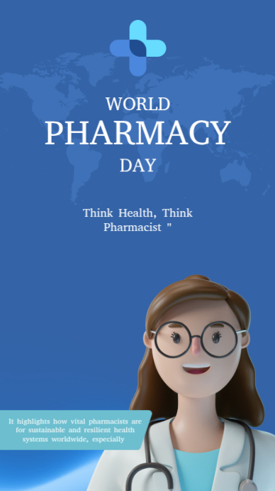 Plantilla de Blue Modern & Minimal World Pharmacy Day Instagram Story ...