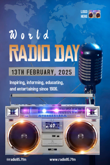 Copy of Blue Modern & Minimal World Radio Day Poster | PosterMyWall