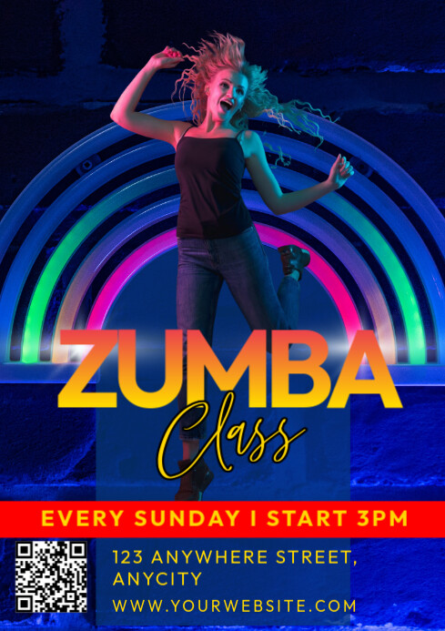 Blue Modern & Minimal Zumba Classes A4 Template | PosterMyWall