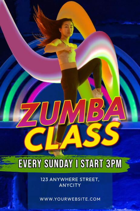 Copy of Blue Modern & Minimal Zumba Classes Poster | PosterMyWall