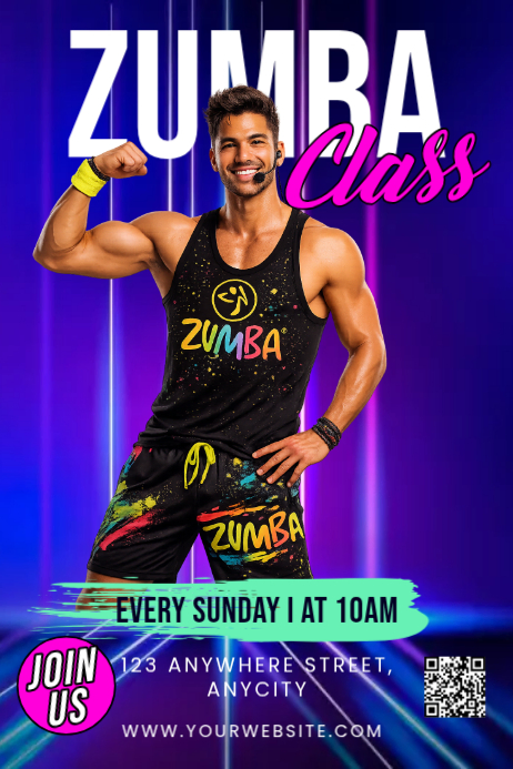 Blue Modern & Minimal Zumba Classes Poster Template | PosterMyWall