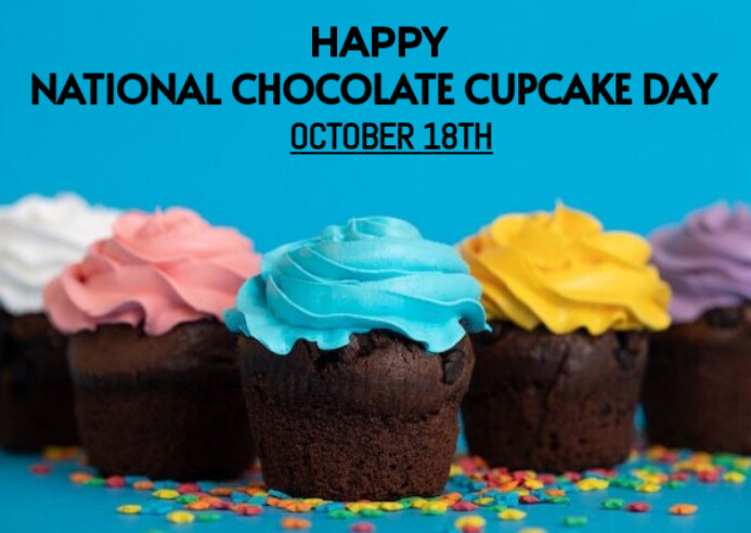 Blue Modern & Minimal Happy National Chocolate Cupcake Day Postcard ...