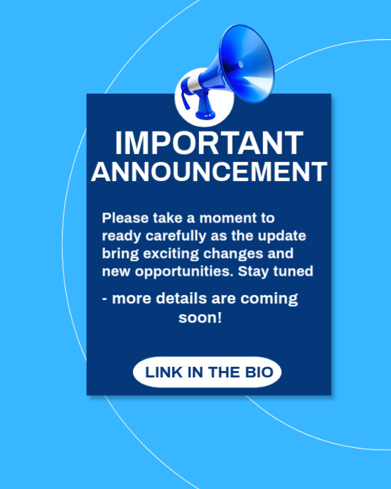 Modèle Blue Modern & Minimal Important Announcement Template Instagram ...