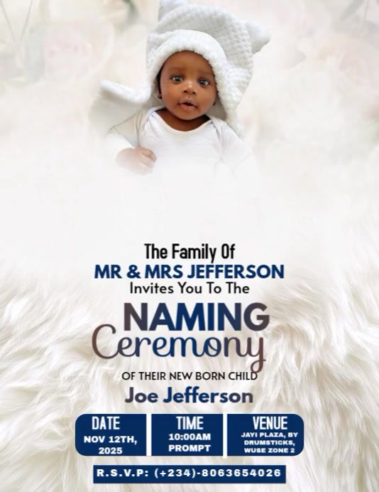 Copy of Blue Modern & Minimal Naming Ceremony Template Flyer (us Letter ...