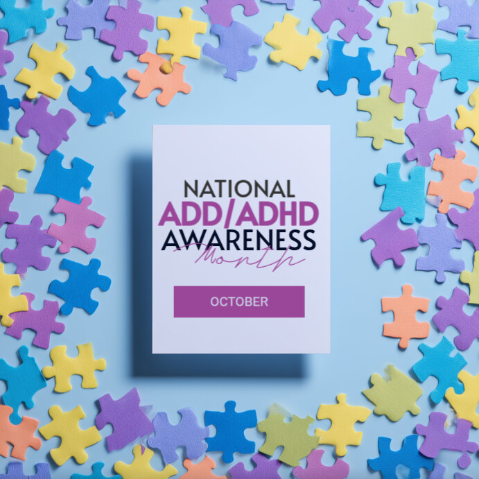 Plantilla de Blue Modern & Minimal National Add/adhd Awareness Month ...