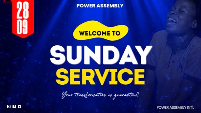 Copy of Blue Modern & Minimal Welcome To Sunday Service Digital Display ...