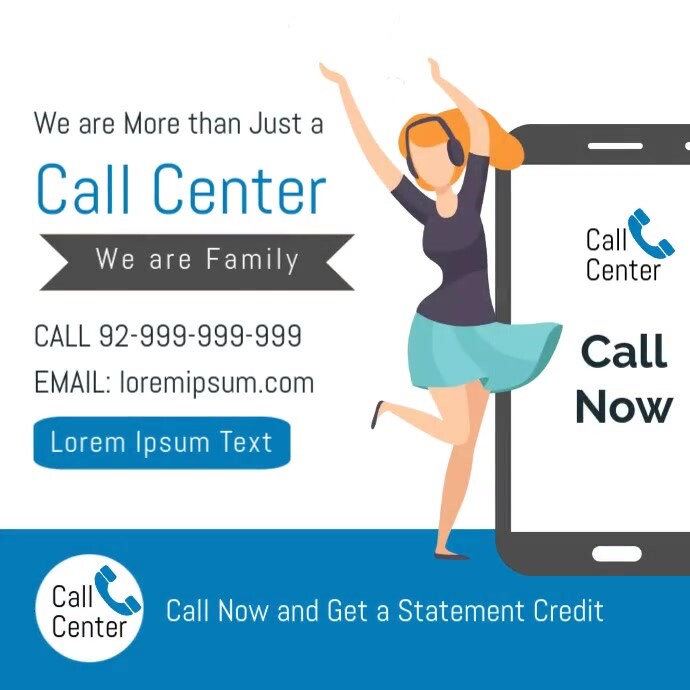 Copy of Blue modern call center Instagram post | PosterMyWall