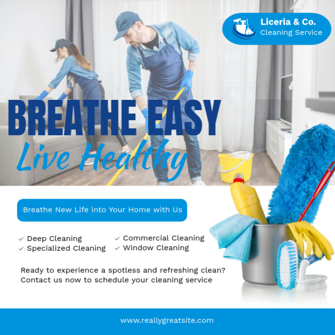 Modèle Blue Modern Cleaning Services Insta Instagram Post | PosterMyWall
