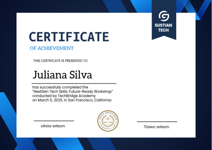 Blue Modern Completion Certificate Templat | PosterMyWall