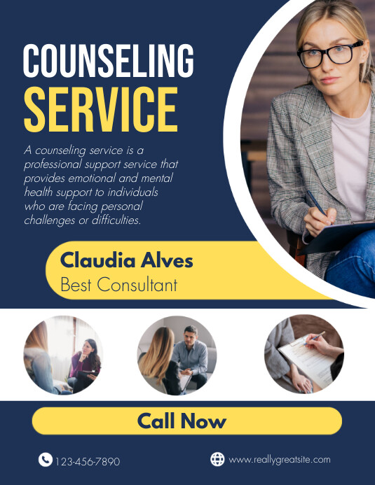 Blue Modern Counseling Service Flyer Template | PosterMyWall