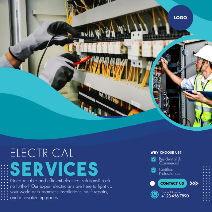 Copy of Blue Modern Electrical Services Facebook Post | PosterMyWall