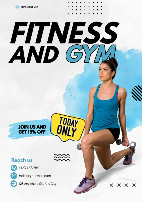 Blue Modern Fitness and Gym Flyer Template | PosterMyWall