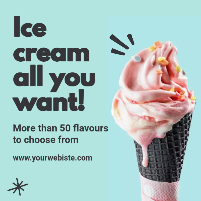 Blue Modern Ice Cream Instagram Post Template | PosterMyWall