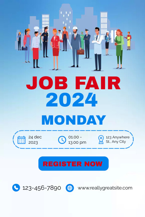 Blue Modern Job Fair Poster Template | PosterMyWall