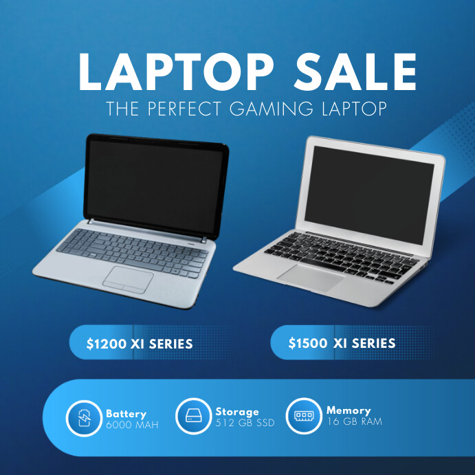 Blue Modern Laptop Sale Instagram Post Template | PosterMyWall