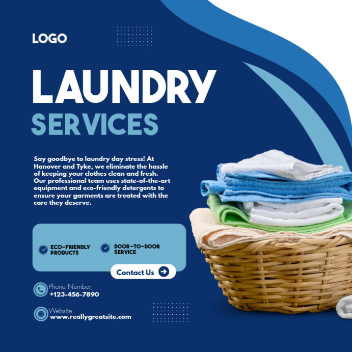 Blue Modern Laundry Services Instagram Post Template | PosterMyWall