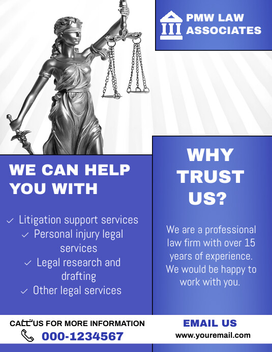 Blue modern law firm flyer Template | PosterMyWall