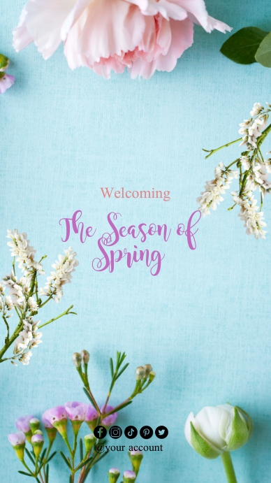 Blue Modern Minimalist Spring Season Greeting Template | PosterMyWall