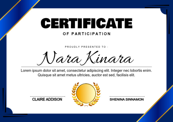 Blue Modern Participation Certificate Template | PosterMyWall