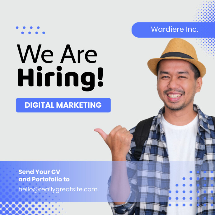 Copy of Blue Modern We are Hiring Digital Marketing I | PosterMyWall
