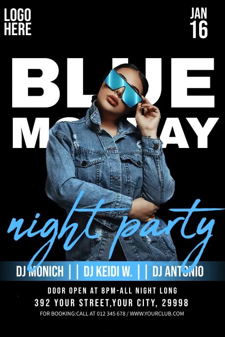Blue Monday Ladies Party Template | PosterMyWall