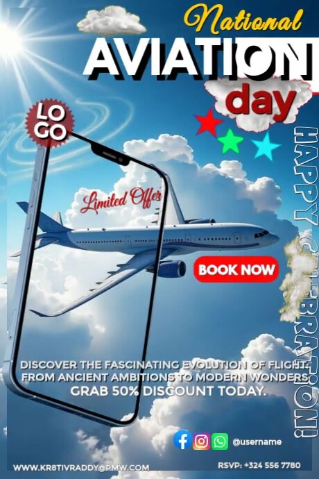 Copy of Blue National Aviation Day Poster | PosterMyWall