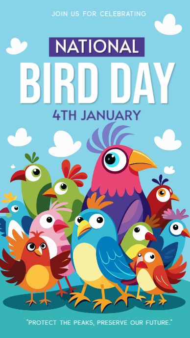 Blue National Bird Day Instagram Story Template | PosterMyWall