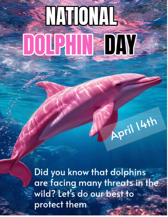 Modèle Blue National Dolphin Day Awareness Flyer (us Letter) | PosterMyWall