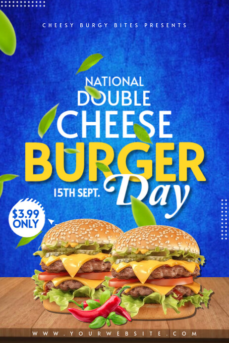 Copy of Blue National Double Cheese Burger Day Poster | PosterMyWall