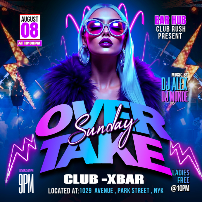 Copy of Blue Neon ,ladies Night Party Instagram Post | PosterMyWall