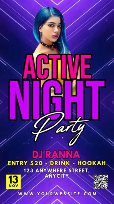 Plantilla de Blue Neon Active Night Party Reel Instagram | PosterMyWall