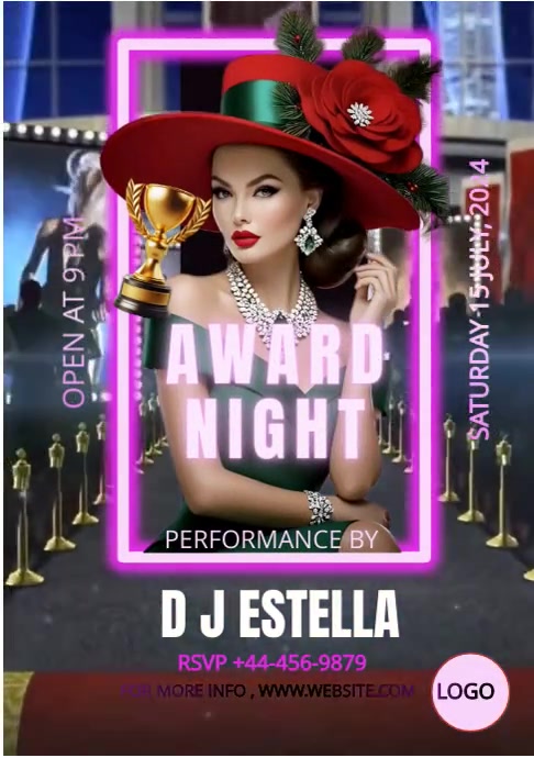 Blue Neon Award Night A4 Template | PosterMyWall