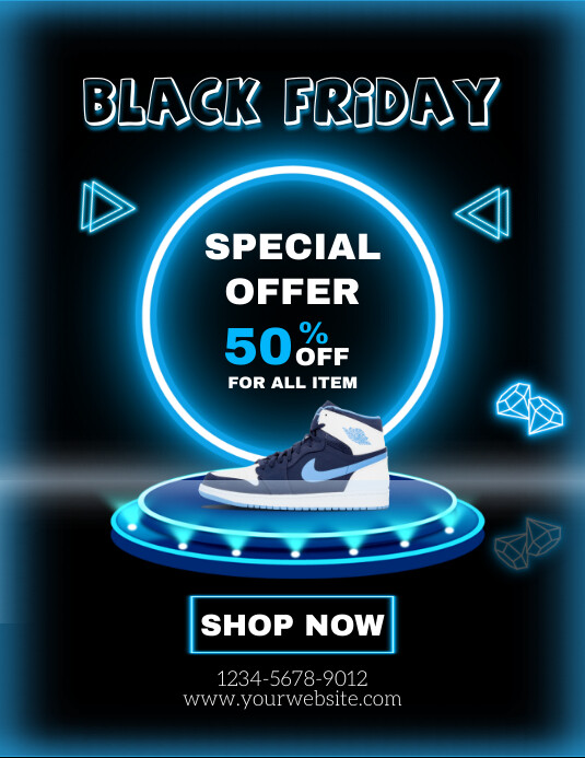 Blue Neon Black Friday Product Discount Offer Template | PosterMyWall